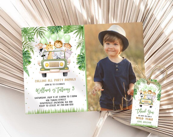 EDITABLE Safari Birthday Invitation Wild One 1st Birthday - Etsy