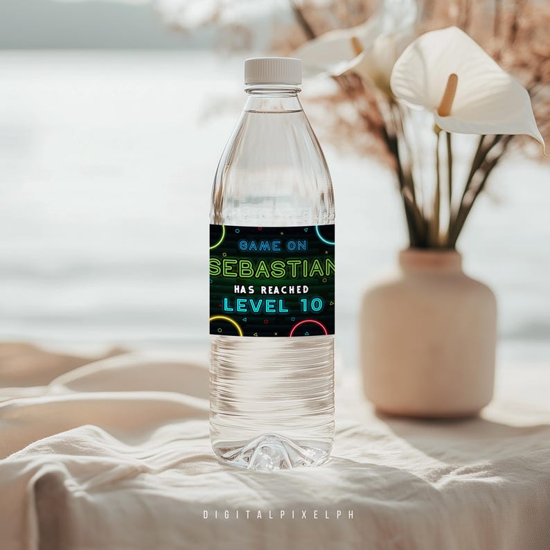 Video Game Water Bottle Label, Editable Gamer Party (digital Download ...