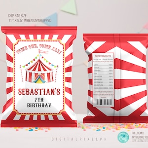 Editable Circus Chip Bag Wrapper Labels, Carnival Chip Bag Wrapper ...