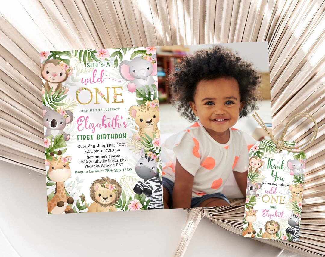 EDITABLE Safari Birthday Invitation Wild One 1st Birthday - Etsy