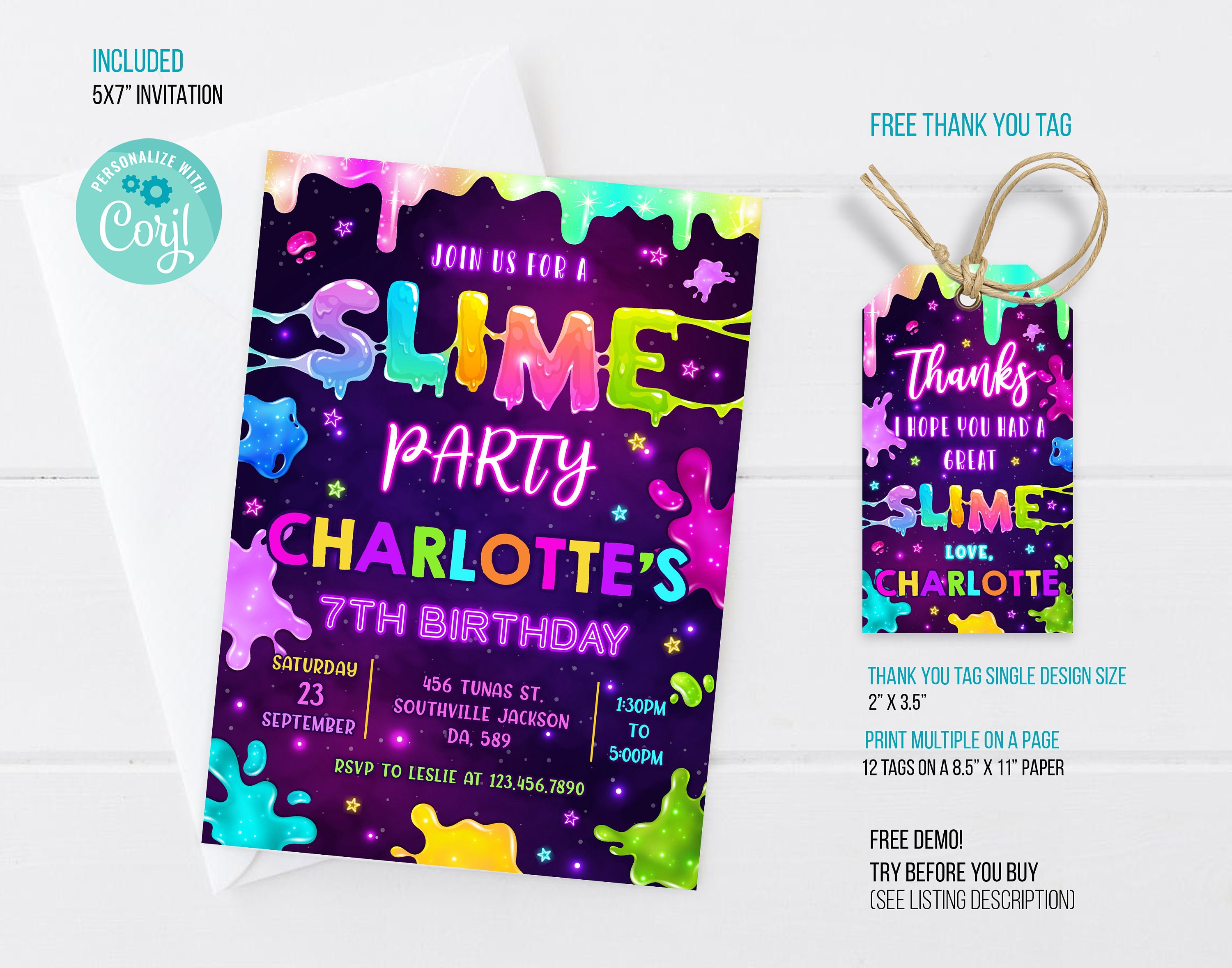Slime Party Birthday Invitation Slime Invitation Slime Party - Etsy ...