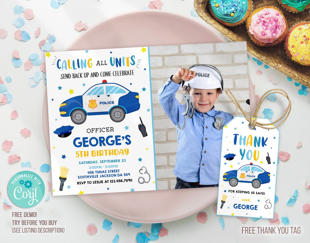 EDITABLE Police Invitation Police Officer Invite Policeman - Etsy