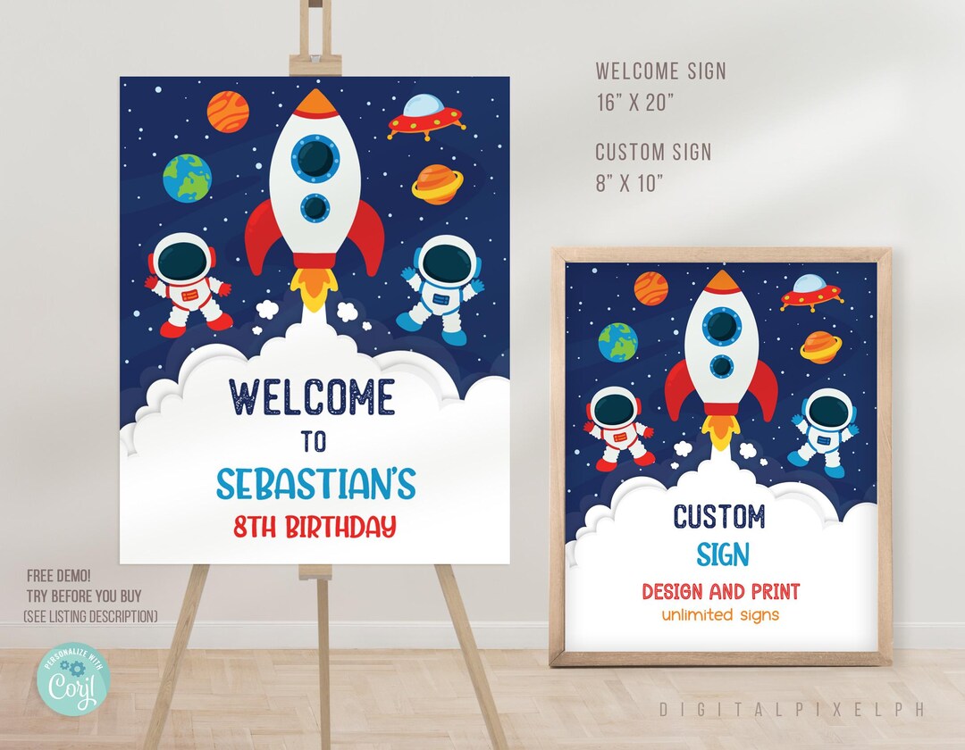 Editable Outer Space Welcome Sign Template, Outer Space Custom Sign ...