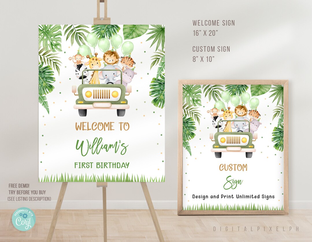 Editable Safari Birthday Party Welcome Sign Template Safari - Etsy