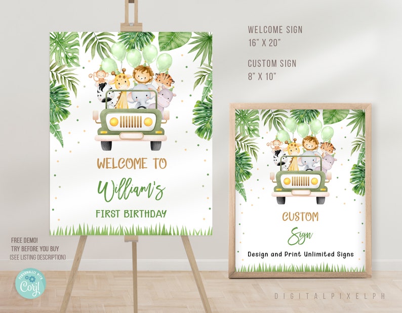 Editable Safari Birthday Party Welcome Sign Template Safari - Etsy
