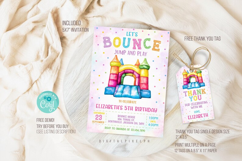 Editable Bounce House Birthday Invitation Template (digital) - Etsy