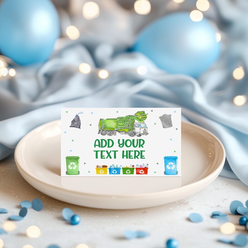 Garbage Truck Food Label, Garbage Truck Food Tent Cards, Garbage Truck ...