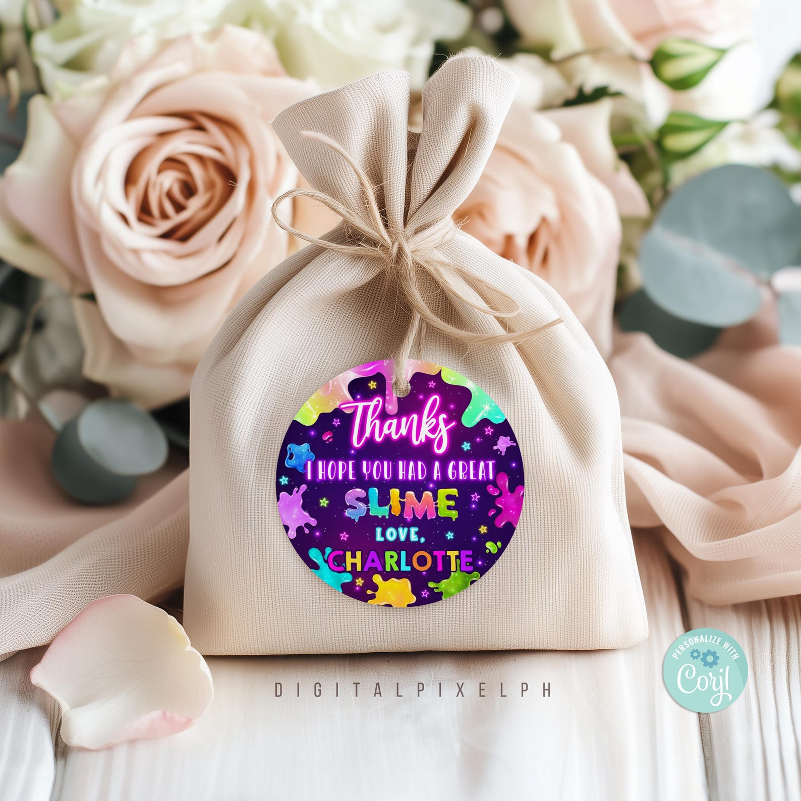 Slime Party Thank You Tags, Editable Template (digital Download) - Etsy