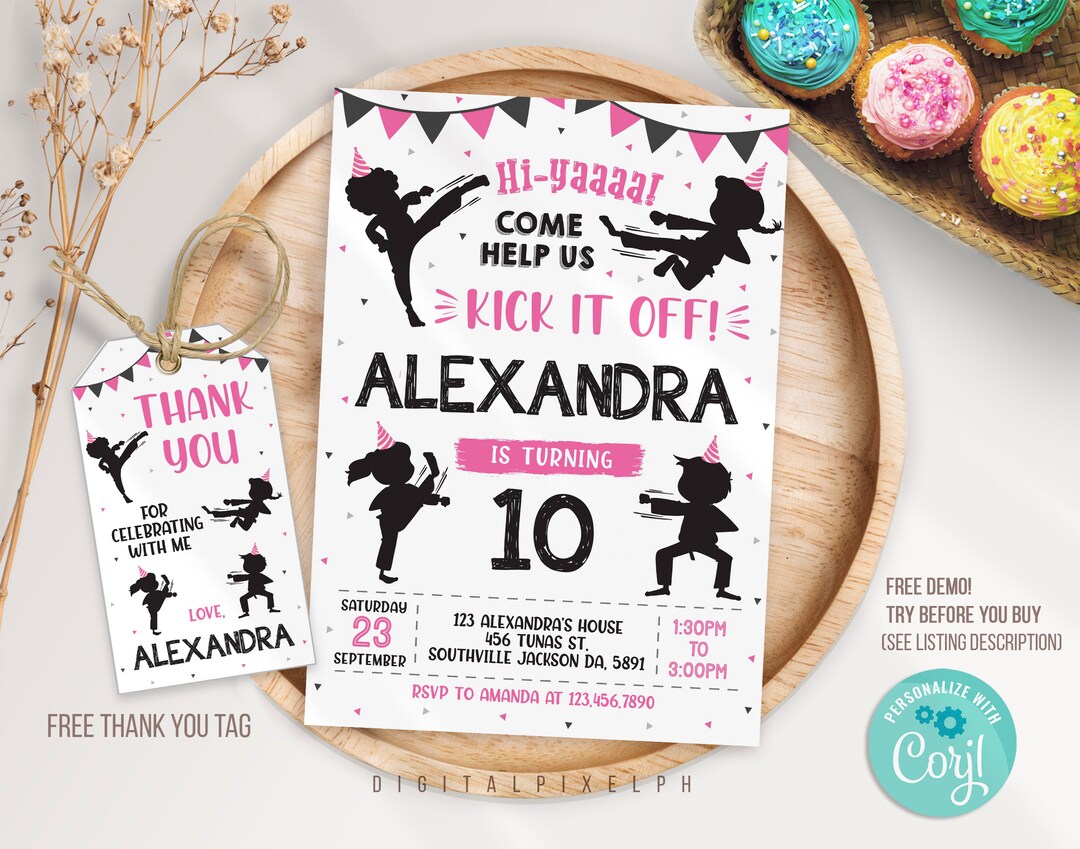 Editable Karate Birthday Invitation Template, Taekwondo Birthday ...
