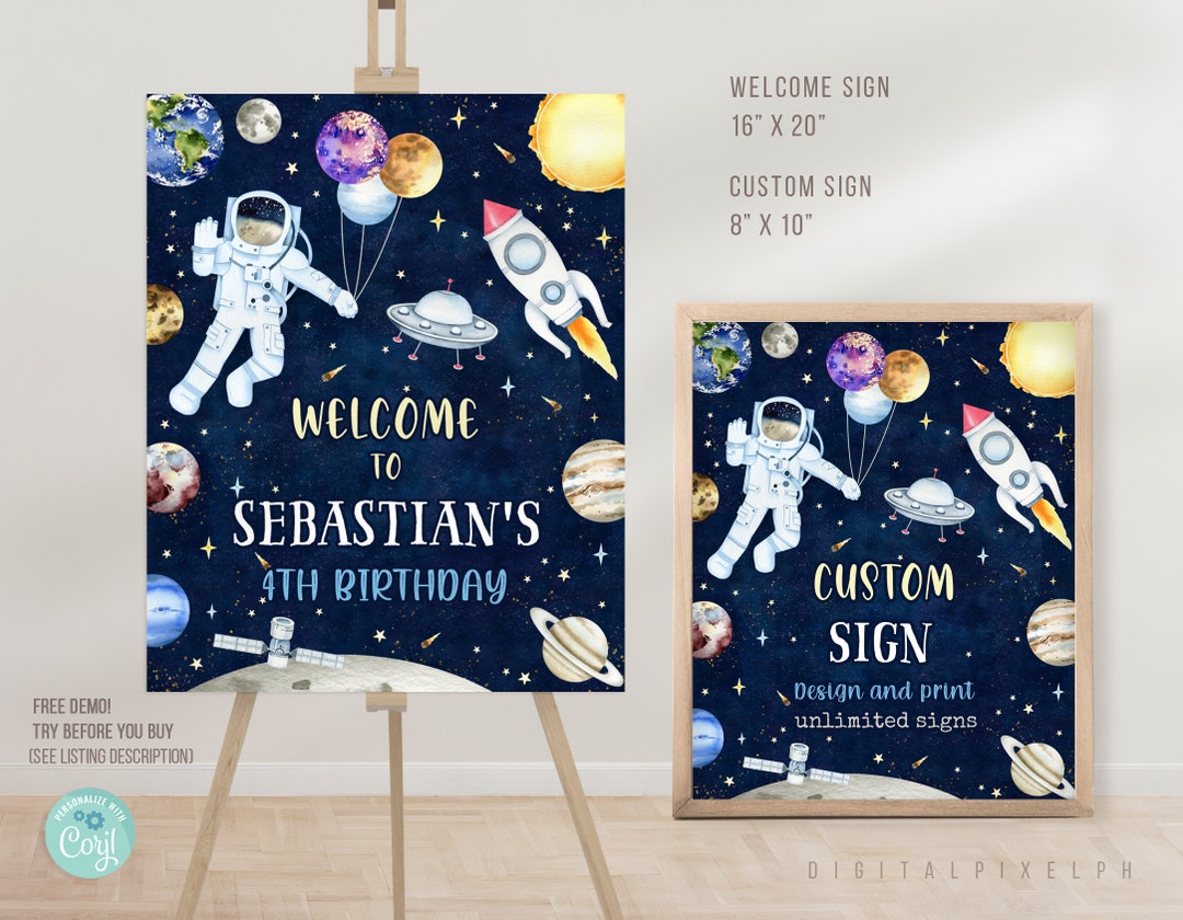 Editable Outer Space Welcome Sign Template Outer Space Custom - Etsy