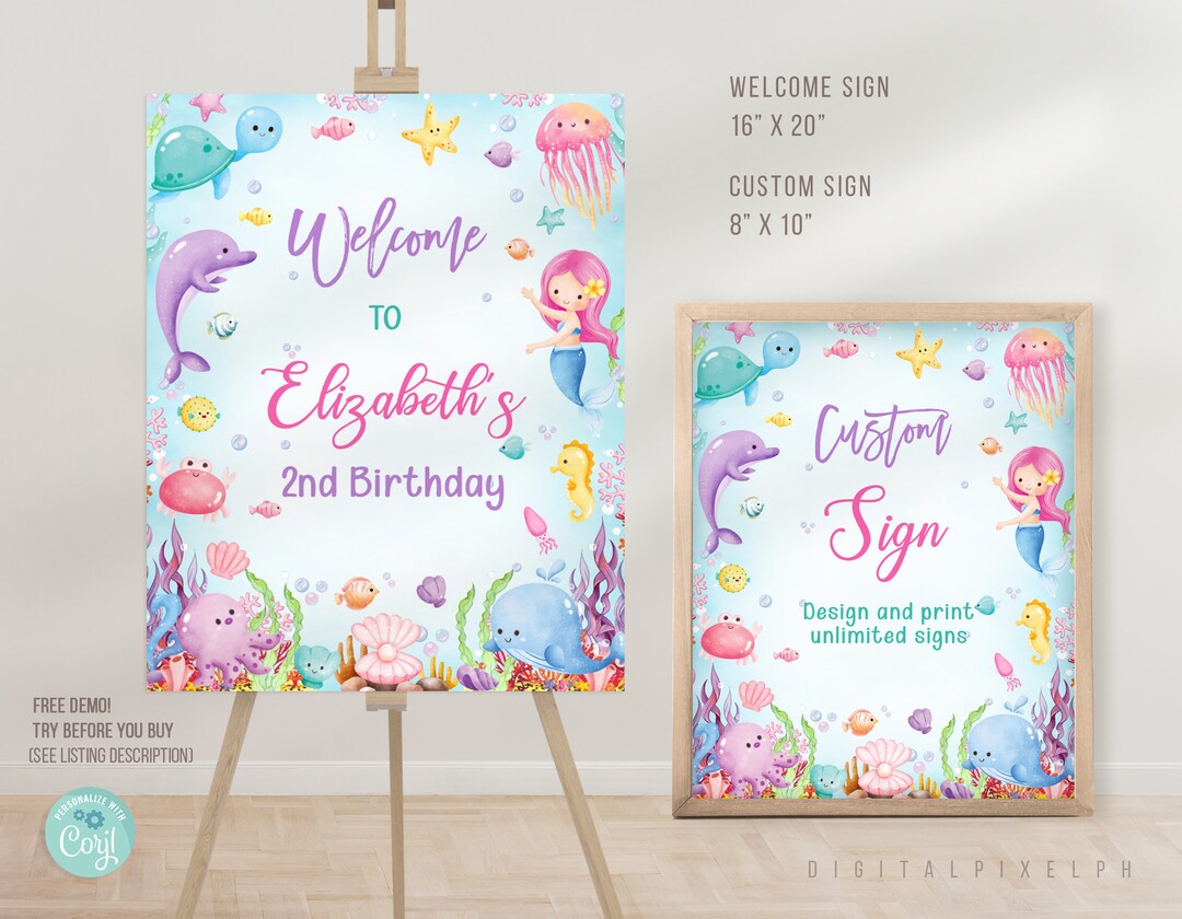 Editable Under the Sea Welcome Sign Template, Under the Sea Custom Sign ...