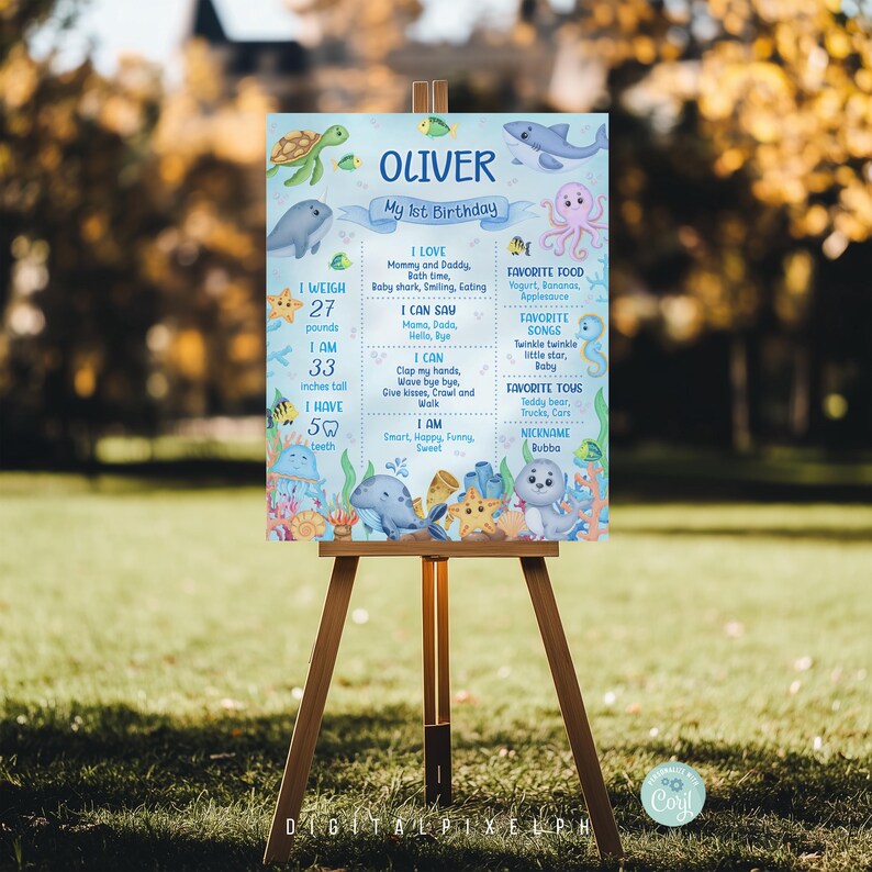 Editable Under the Sea Birthday Milestone Poster (digital Download ...