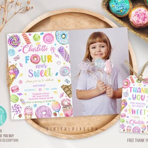Editable Sweets Candy Invitation, Sweet Candy Birthday Invitation ...
