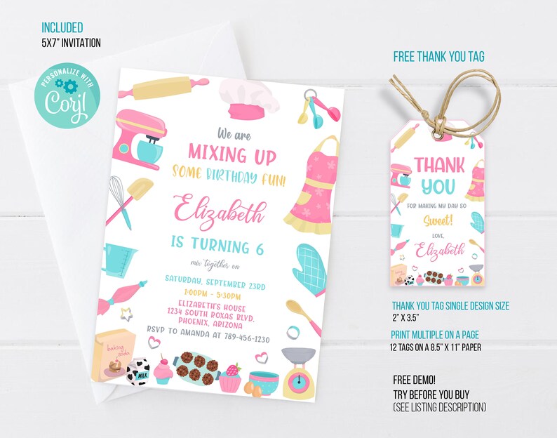 Editable Baking Birthday Party Invitation Baking Party - Etsy