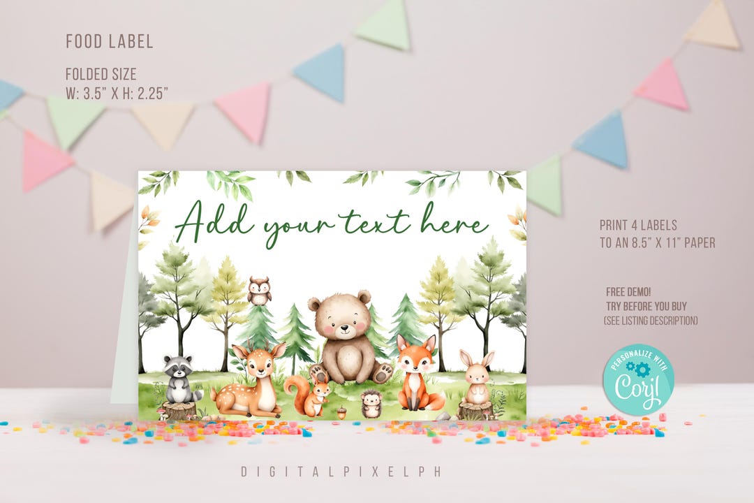 Editable Woodland Food Label, Woodland Food Tent Cards, Woodland Food ...