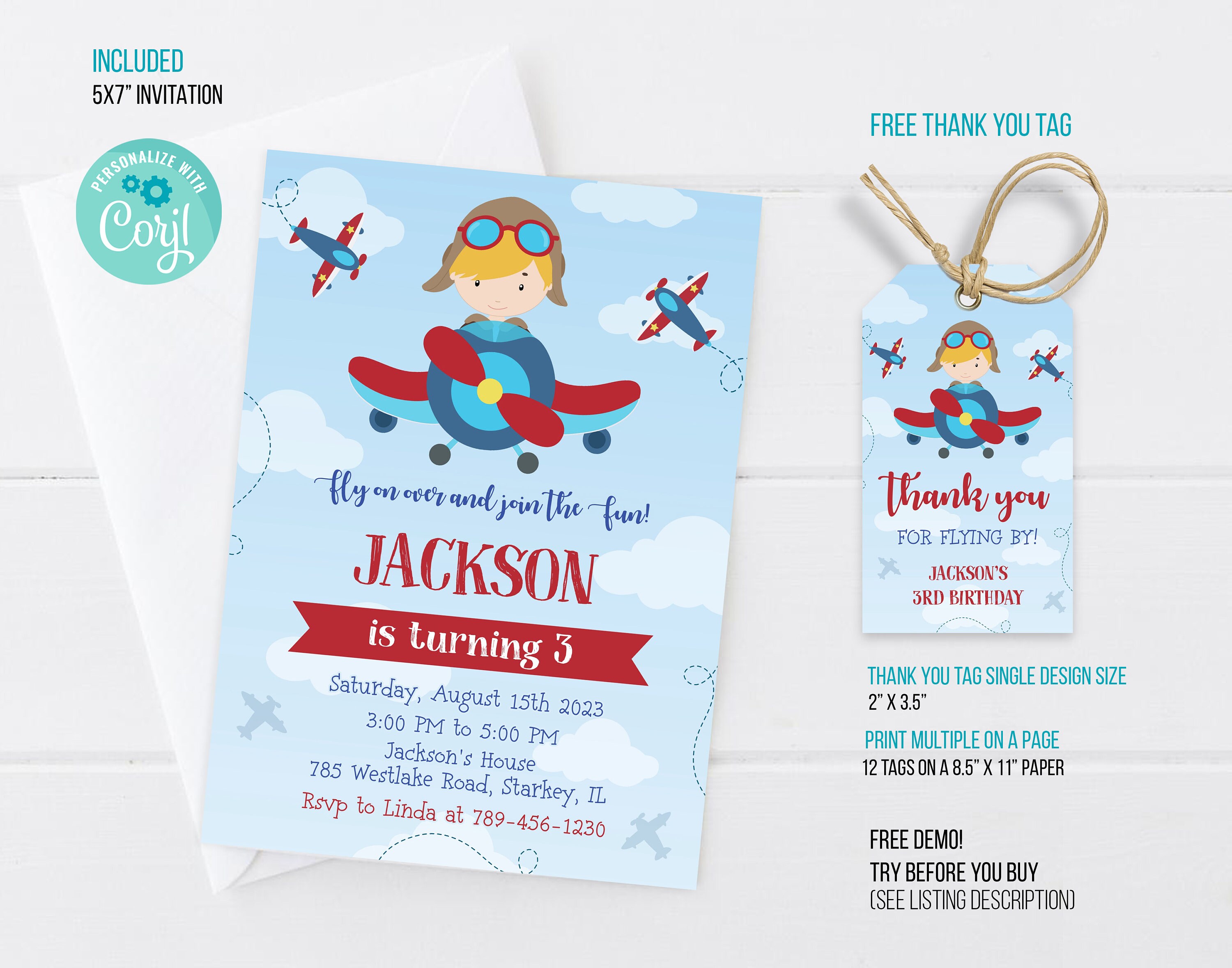 Airplane Birthday Invitation Template Airplane Invitation - Etsy Canada
