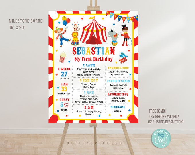 Tent Carnival Circus Birthday Sign Circus Birthday Board Milestone Sign ...
