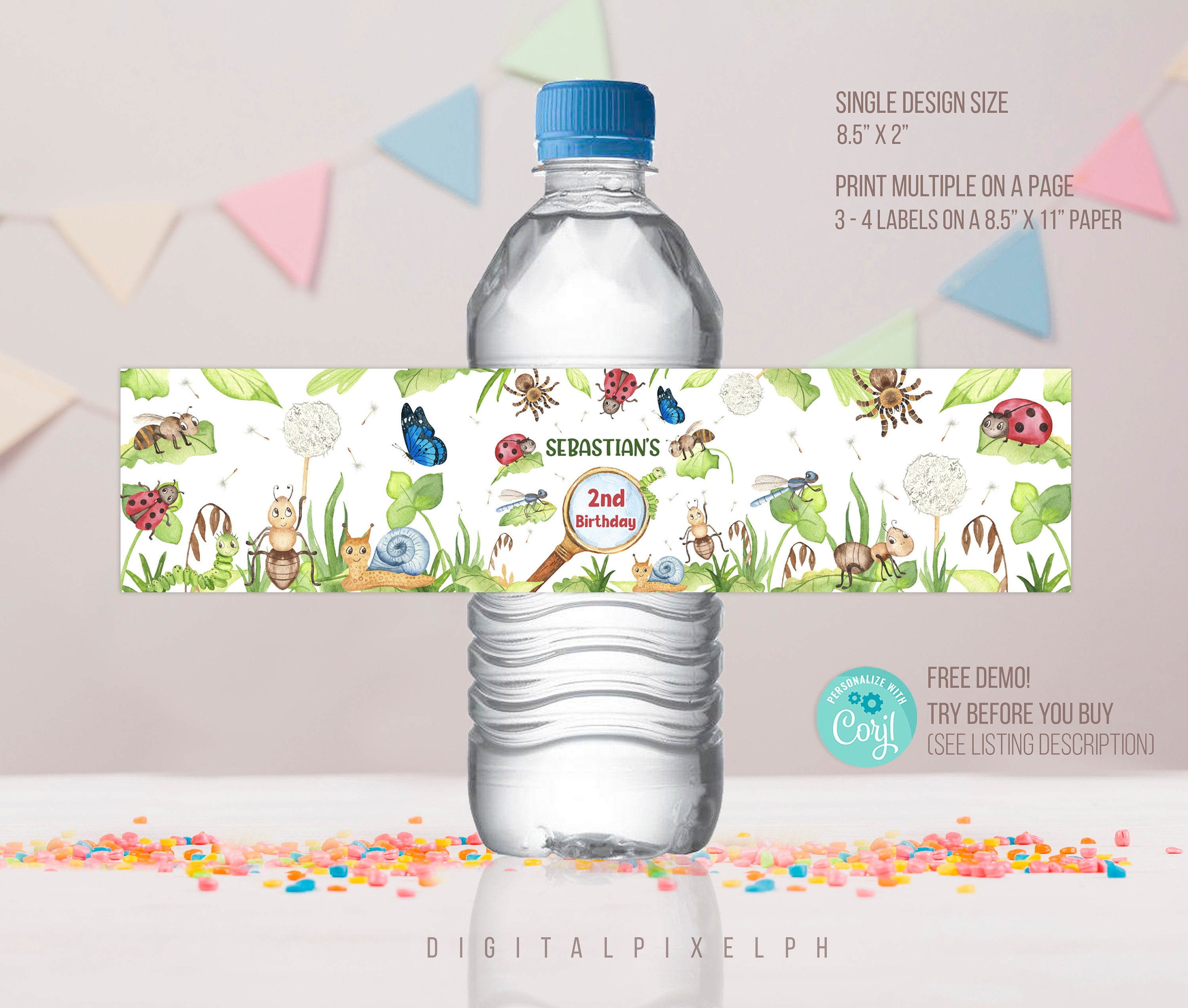 Editable Insect Water Bottle Label, Insect Label, Bugs Water Bottle ...