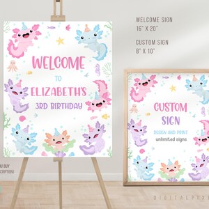 Editable Axolotl Birthday Party Welcome Sign Template, Axolotl Birthday ...
