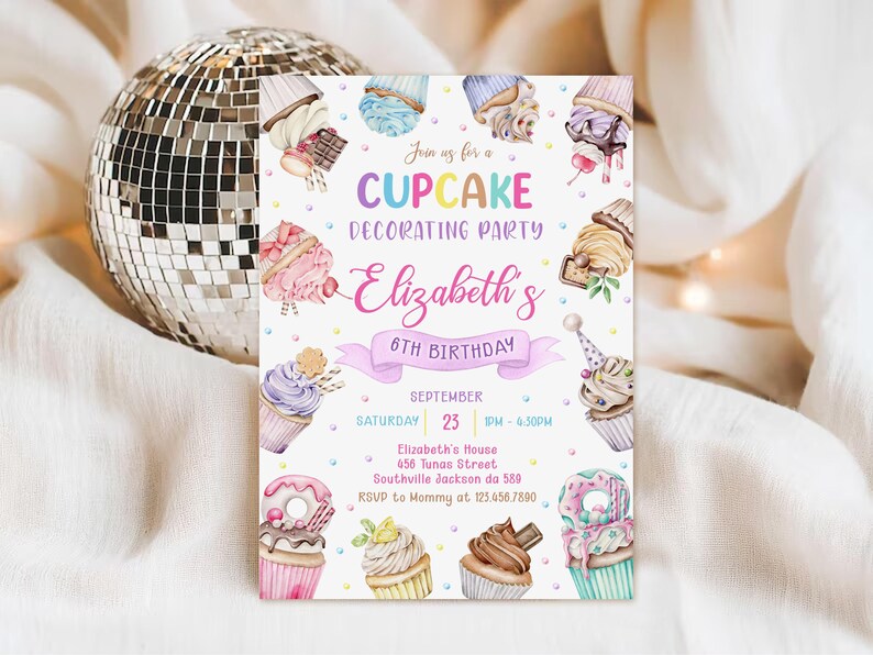 Editable Cupcake Birthday Invitation, Party Decor (digital Download) - Etsy