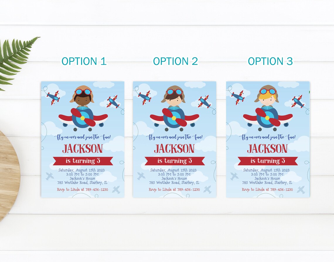 Airplane Birthday Invitation Template Airplane Invitation - Etsy