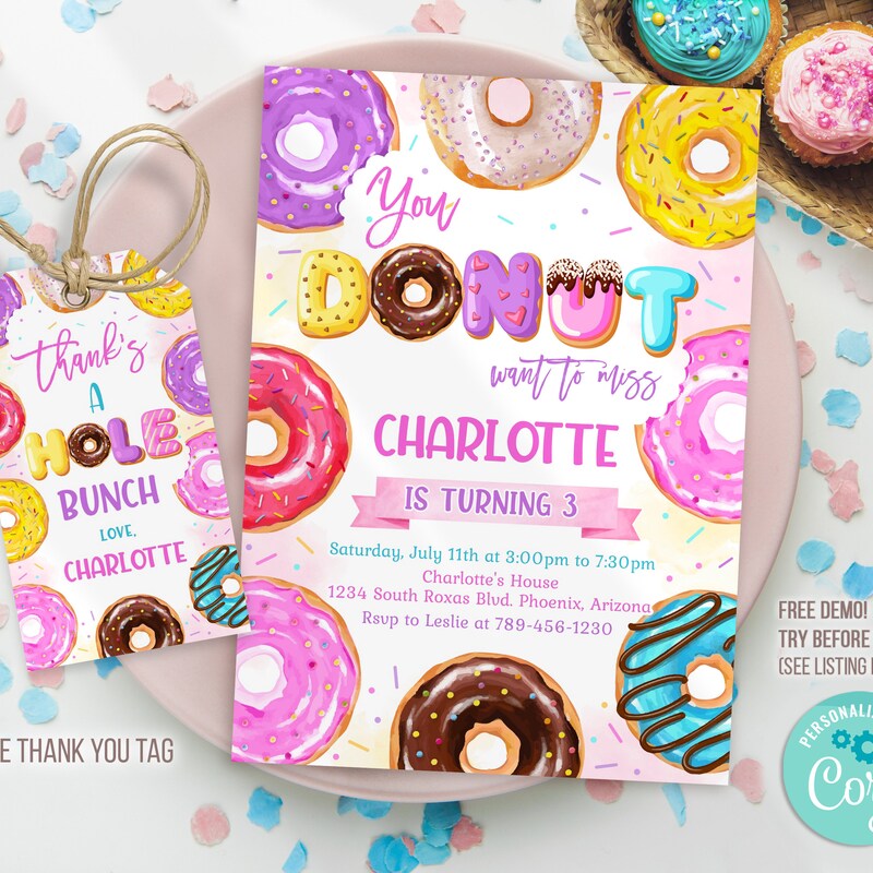 Donut Invitation - Etsy