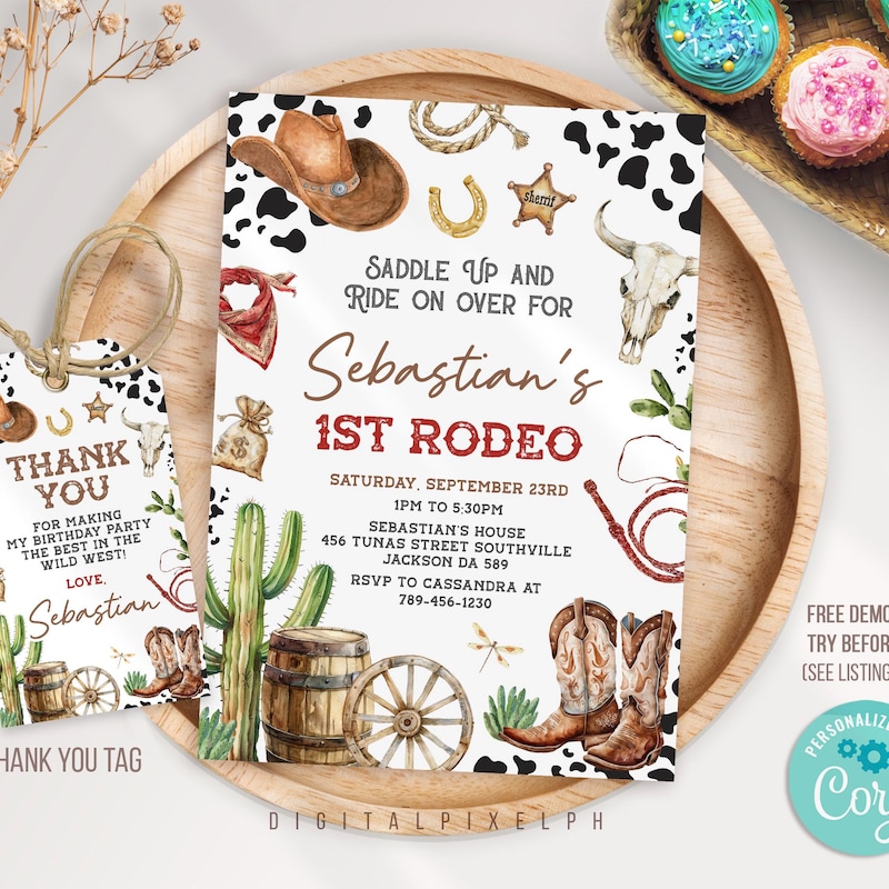 Invitaciones de vaquero - Etsy México