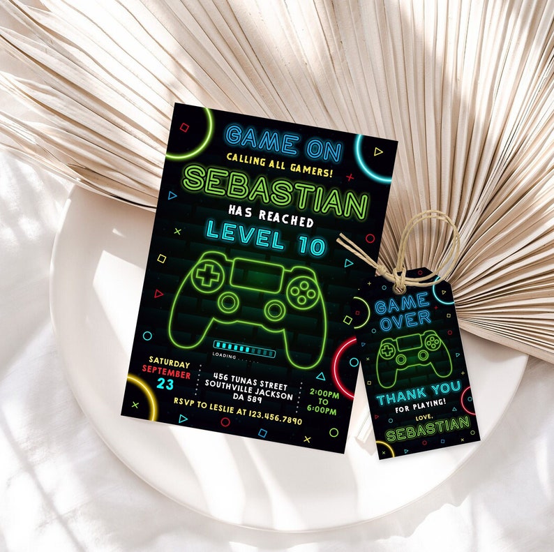 Video Game Invitation Gaming Party Invitation Gamer Party - Etsy