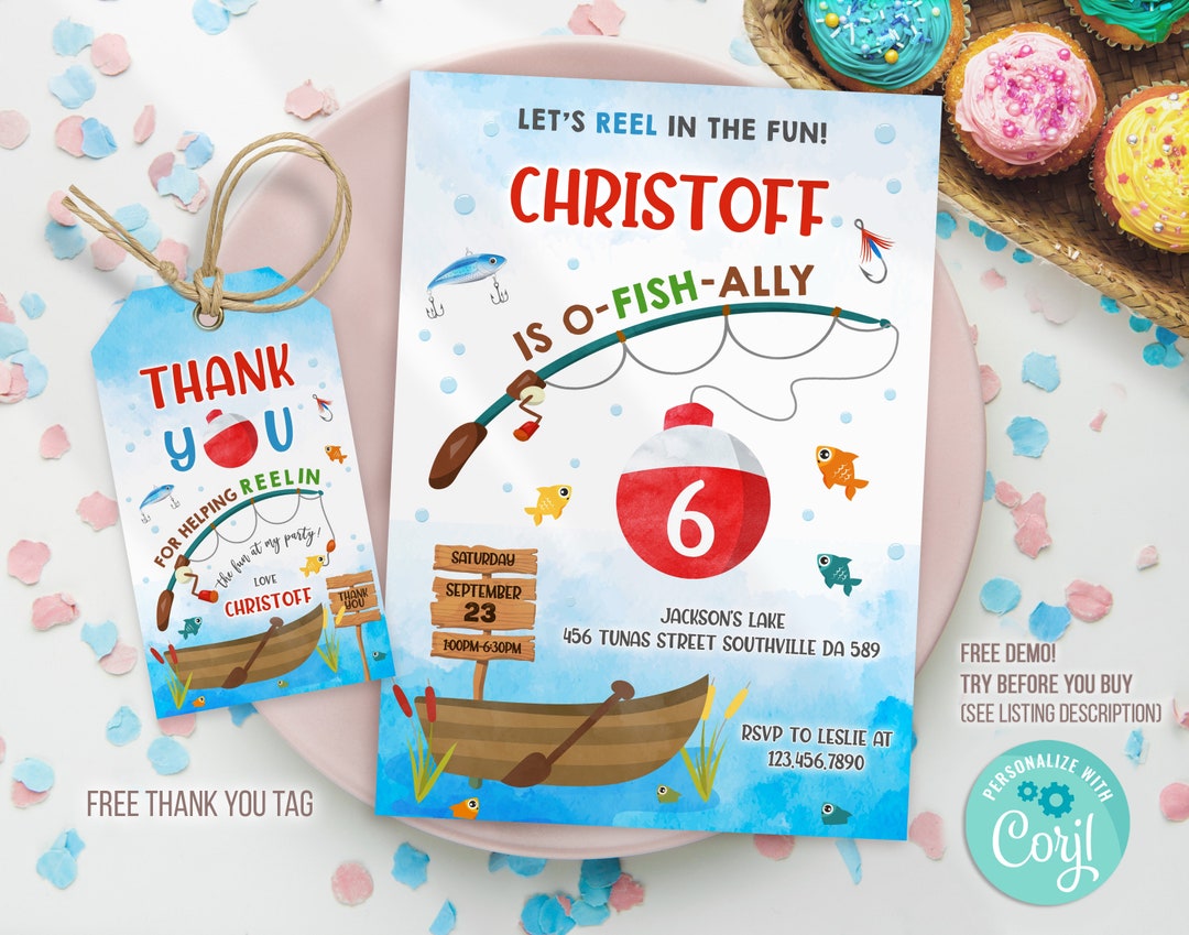 Editable Fishing Birthday Invitation Template, Fishing Birthday ...