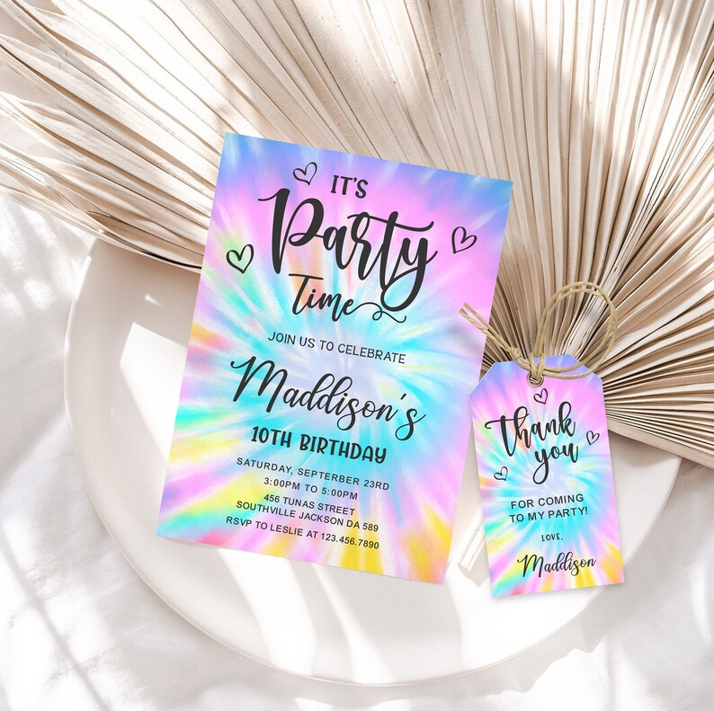 Tie Dye Birthday Invitation Tie Dye Birthday Invite Tie Dye - Etsy