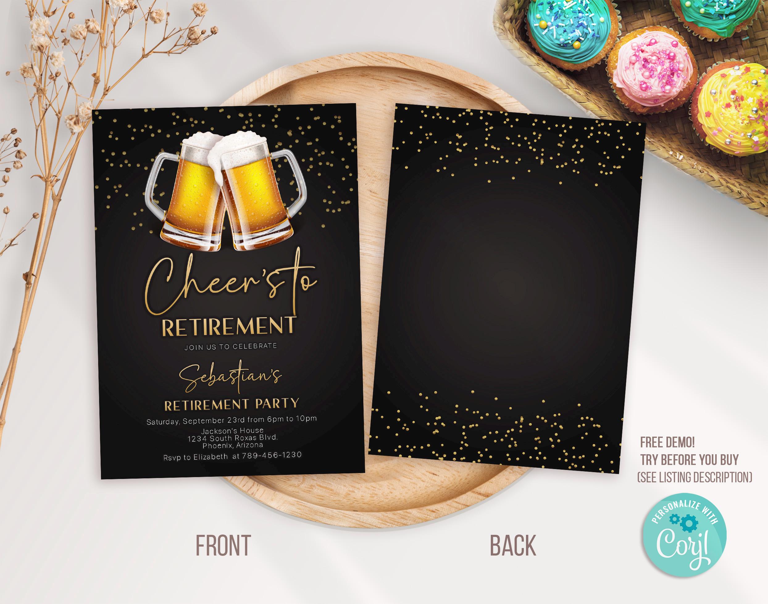 Editable Beer Retirement Invitation Template, Beer Retirement ...