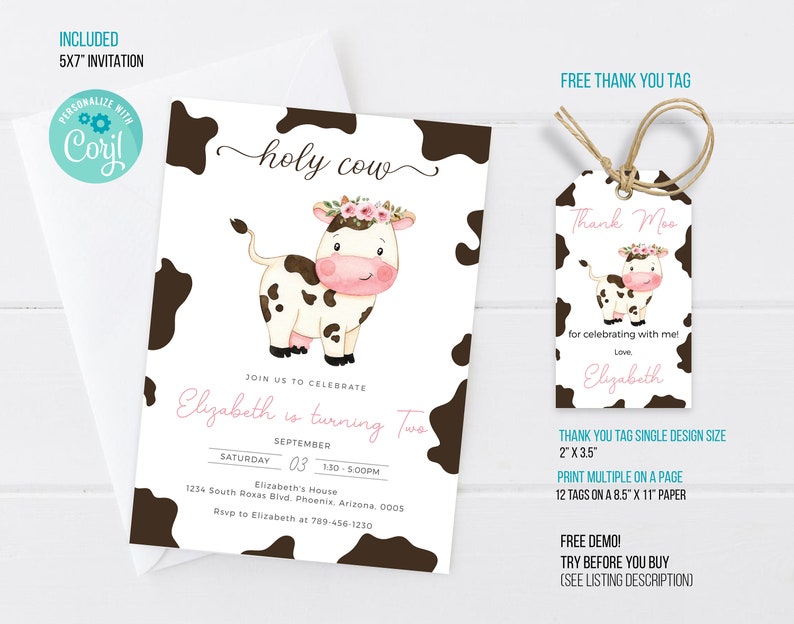 Holy Cow Birthday Invitation Template Printable Holy Cow - Etsy