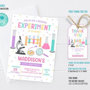 Editable Mad Science Experiment Birthday Invitation, Science Experiment ...