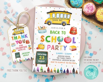 Editable Back to School Party Invitation Template, Back to School ...