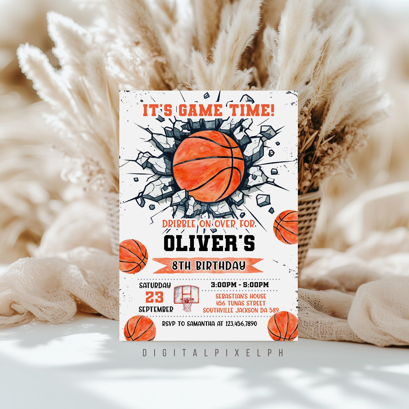 Basketball Birthday Invitation Template, Sports Theme (digital Download ...