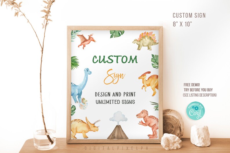 Editable Dinosaur Birthday Welcome Sign Template Dinosaur - Etsy