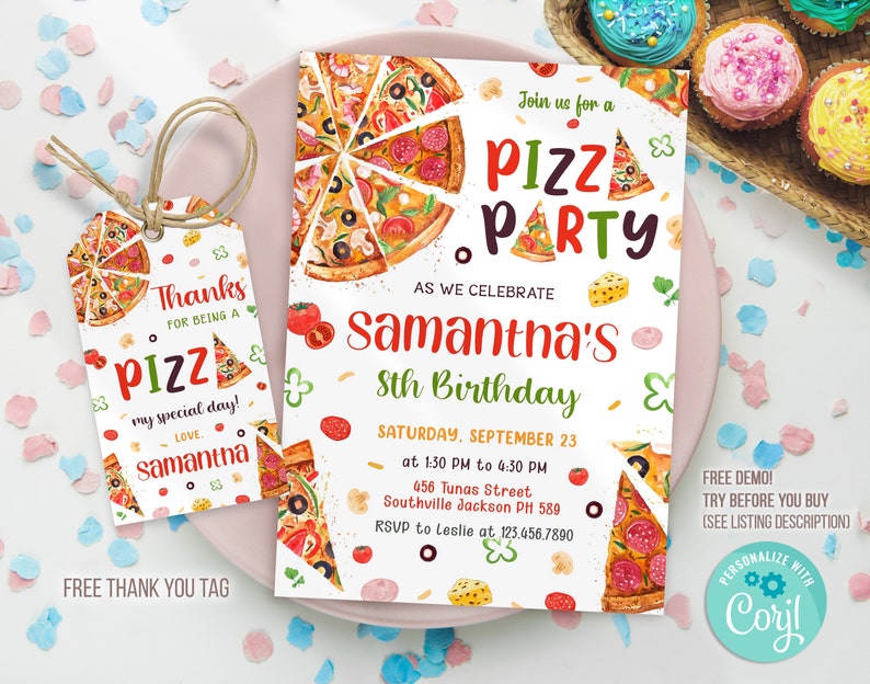 Pizza Party Birthday Invitation Pizza Birthday Invite Pizza - Etsy