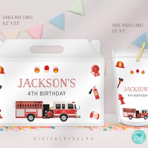 Editable Fire Truck Birthday Invitation Bundle Template, Fire Truck ...
