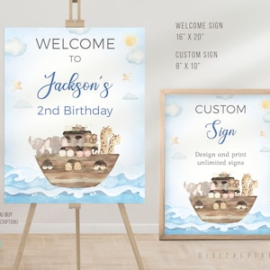 Editable Noah's Ark Birthday Welcome Sign Template, Noah's Ark Birthday ...