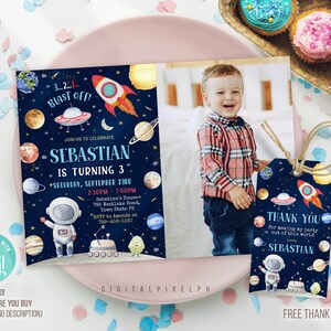 Editable Outer Space Birthday Invitation Template, Planets Rocket Ship ...