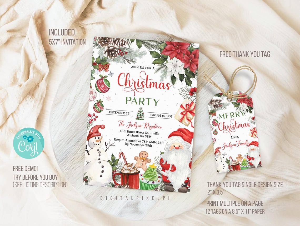 Editable Christmas Party Invitation Template (digital Download) - Etsy