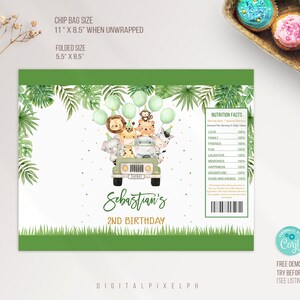 Editable Safari Chip Bag Wrapper Labels, Safari Bag Wrapper Labels ...