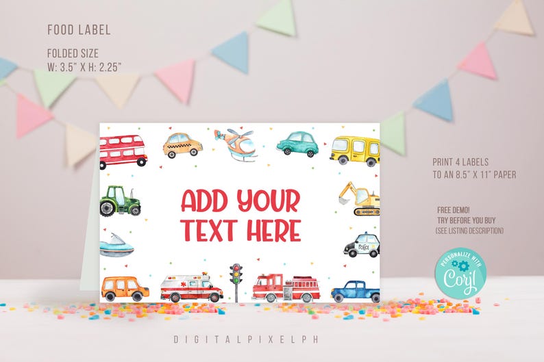 Editable Transportation Food Label Tent Cards (digital Download) - Etsy