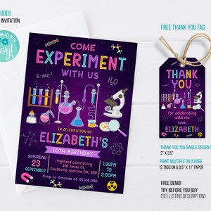 Editable Mad Science Experiment Birthday Invitation, Science Experiment ...