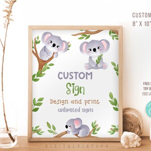 Editable Koala Birthday Welcome Sign Template, Koala Custom Sign ...