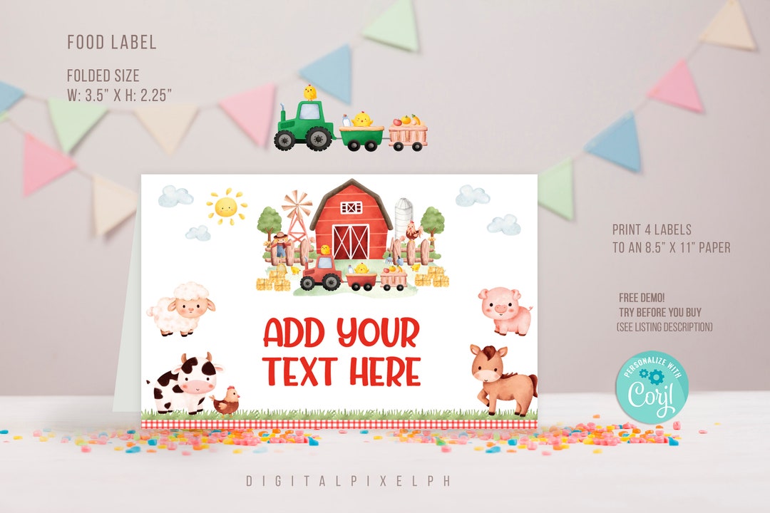 Editable Farm Food Label, Farm Food Tent Cards, Barnyard Farm Animals ...