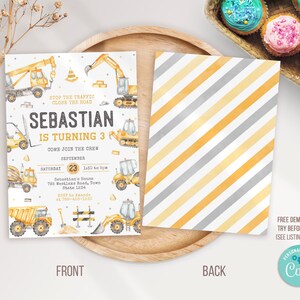 Editable Construction Birthday Invitation, Construction Invitation ...