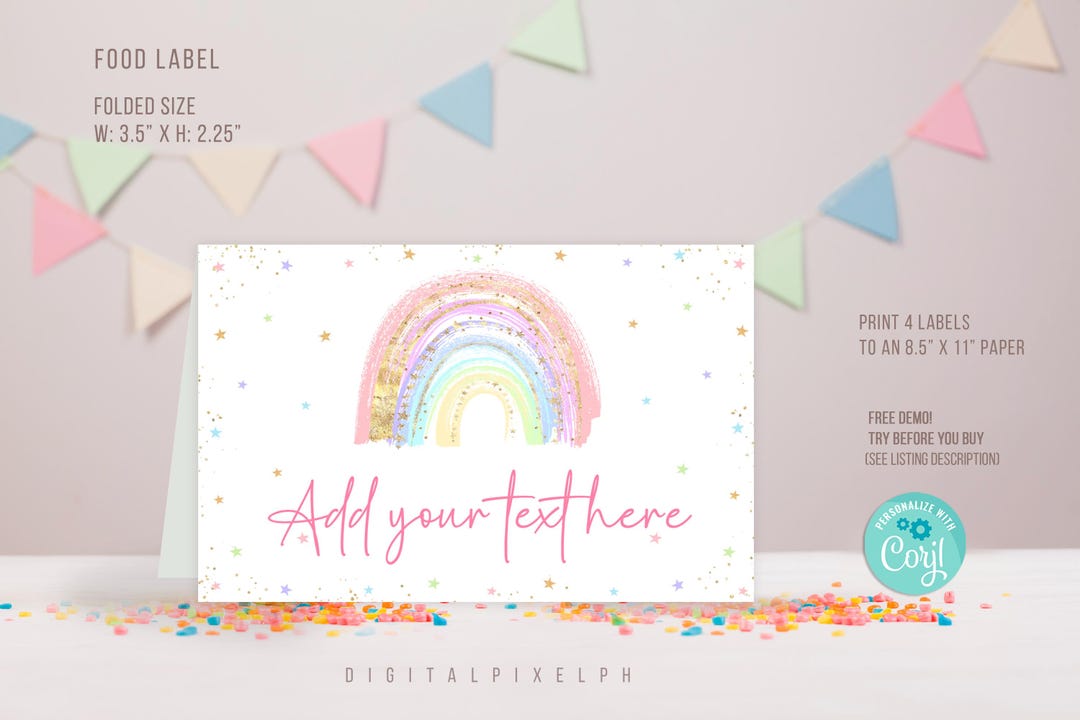 Editable Rainbow Food Label, Rainbow Food Tent Cards, Rainbow Food Tent ...