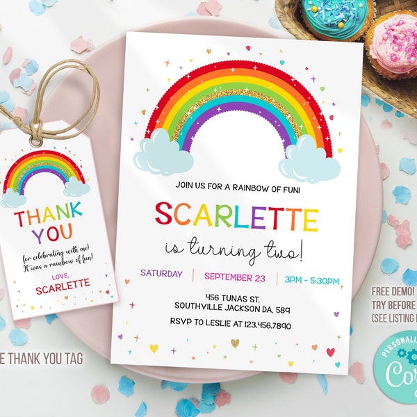 Rainbow Invitation - Etsy