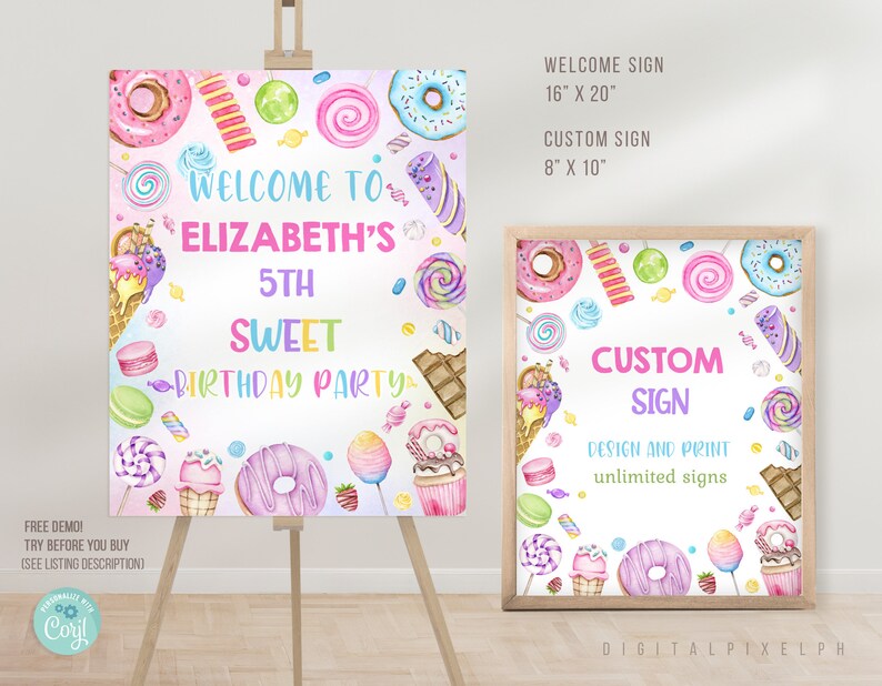 Editable Sweets Candy Welcome Sign Template Sweets Birthday - Etsy UK